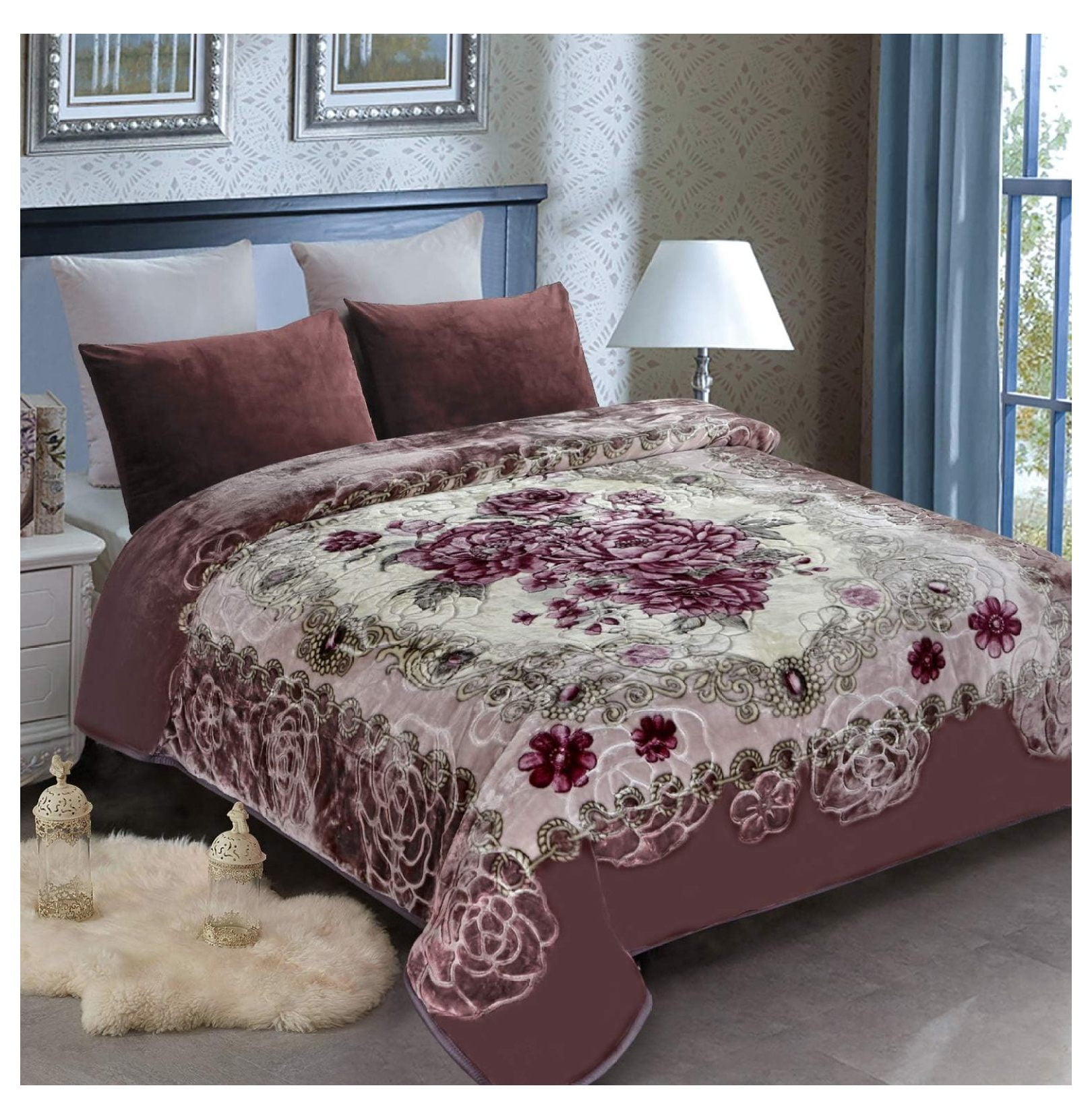 Fleece Blanket Queen(79"x91", 9 lbs) Heavy Korean Mink Fleece Blanket ...