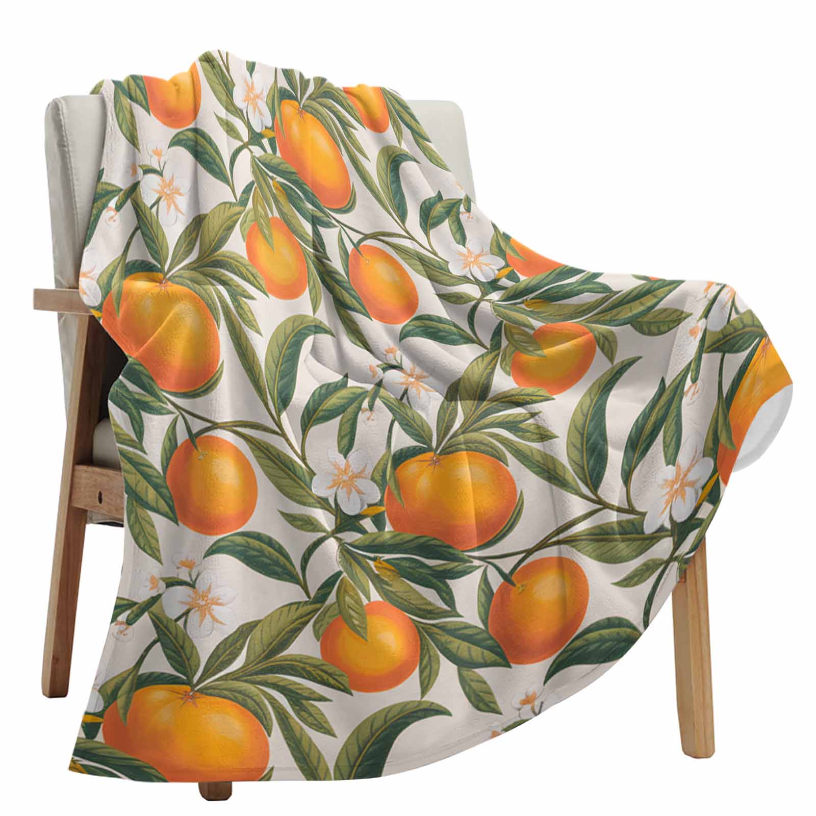 Fleece Blanket Rural Retro Orange Flowers Blankets, Soft Cozy Warm ...