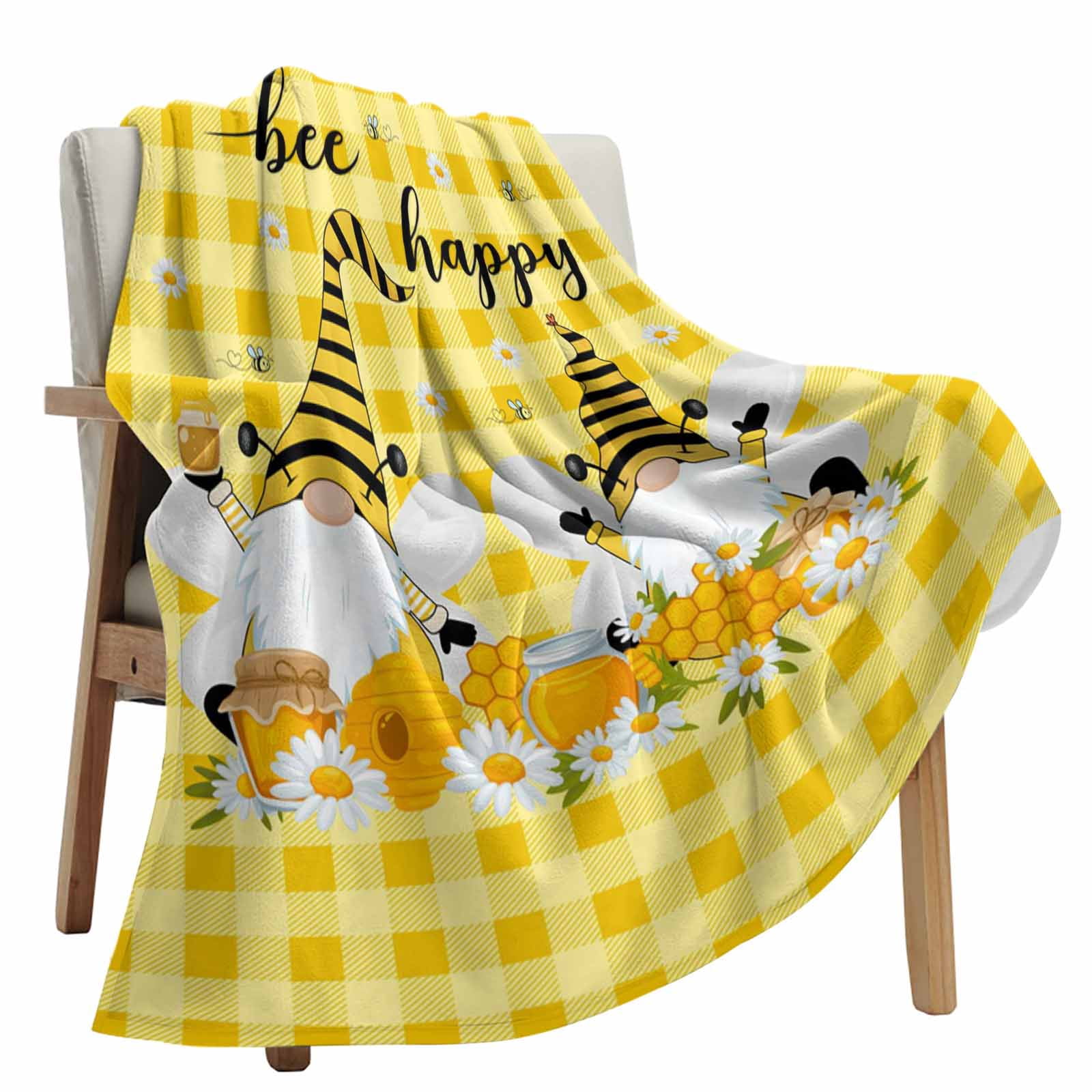 Fleece Blanket Rustic Dwarf Bee Flower Blankets, Soft Cozy Warm Flannel ...