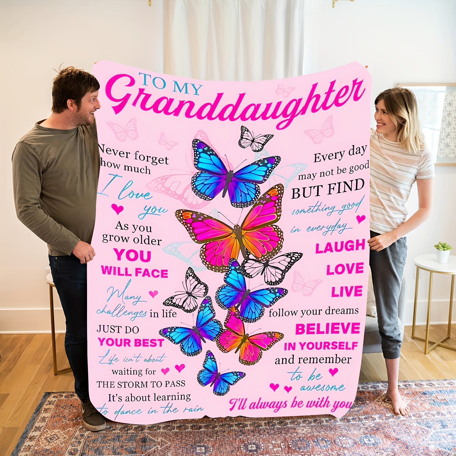 Fleece Blanket Soft Butterfly Pattern Fleece Blanket Warm Wishes to My ...