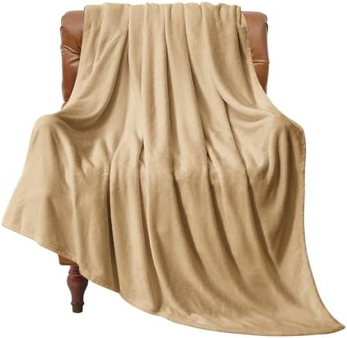 Fleece Blanket Twin Size Light Camel Throw Blankets for Couch & Bed ...