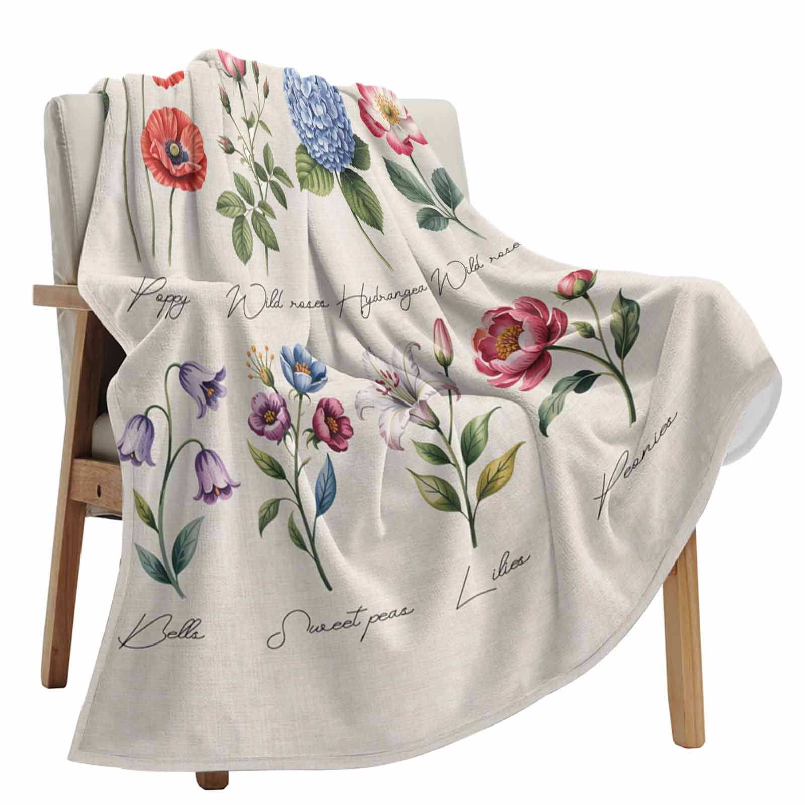 Fleece Blanket Vintage Blossoms Flower Chic Garden Floral Blankets ...