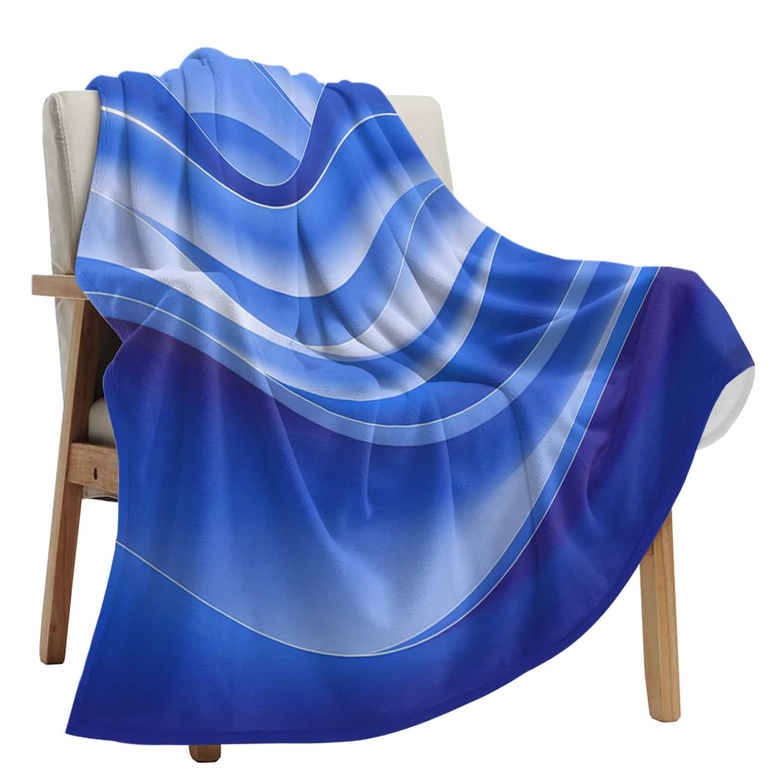 Fleece Blanket Watercolor Blue Gradient Wave Blankets, Soft Cozy Warm ...