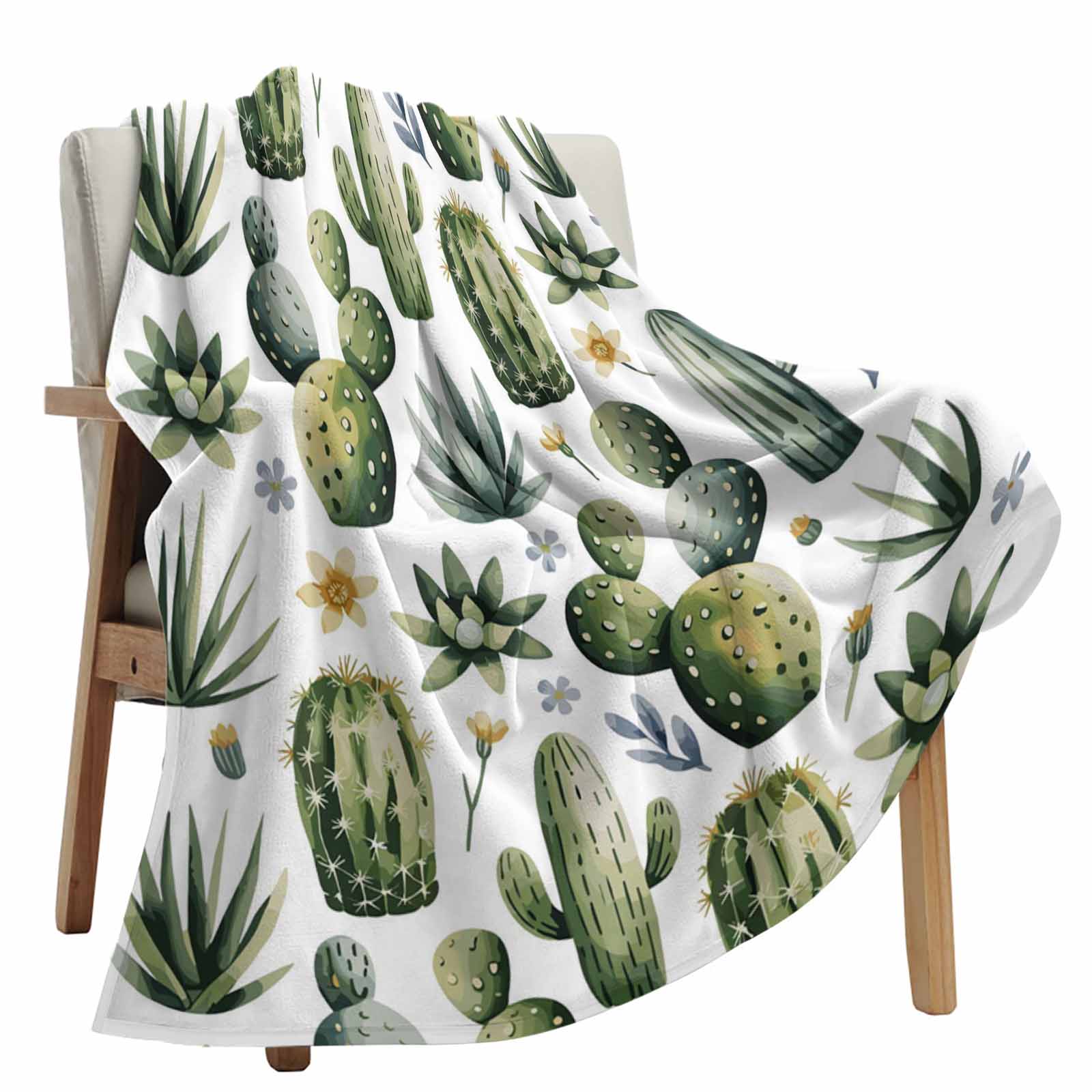 Fleece Blanket Watercolor Cactus Flower Blankets, Soft Cozy Warm ...