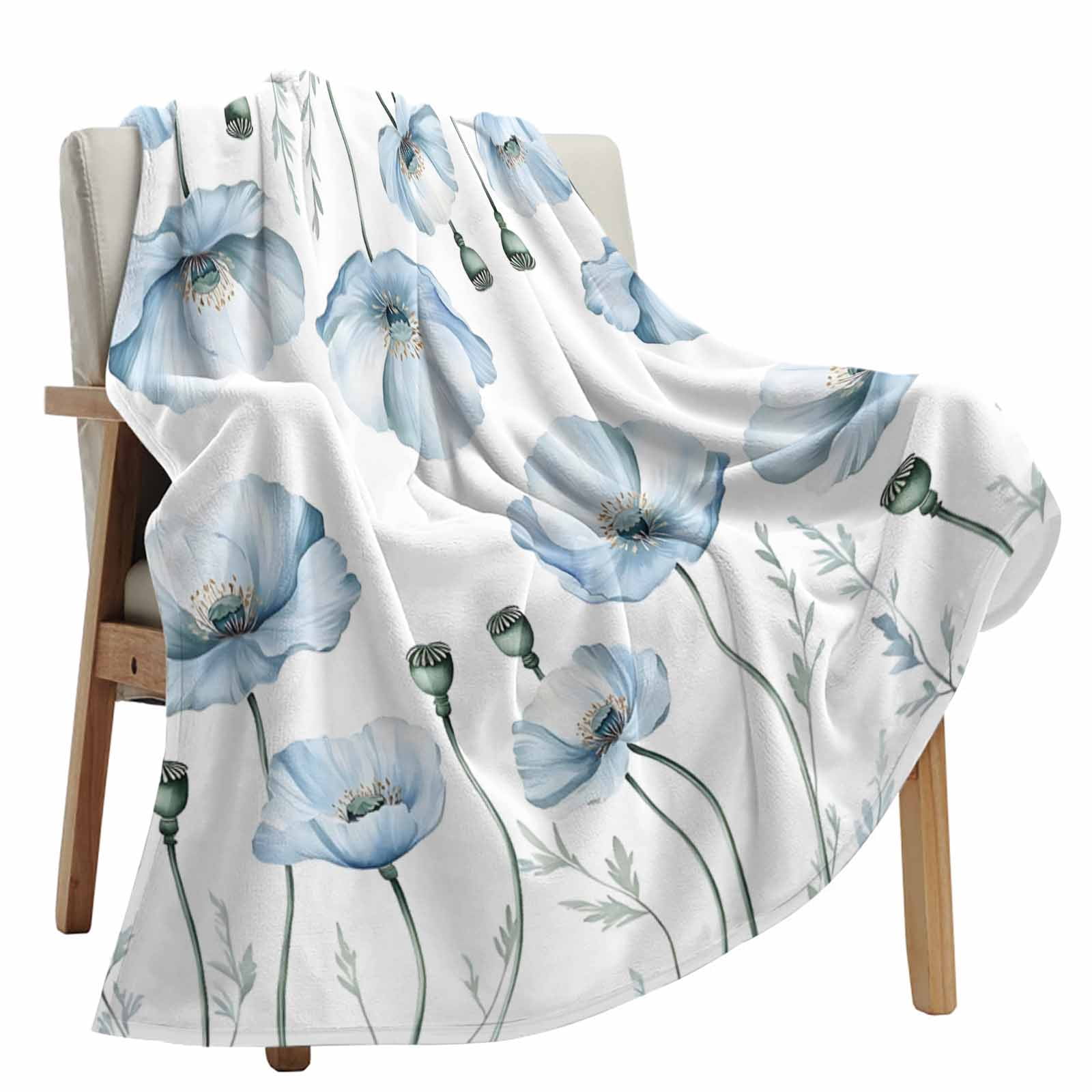 Fleece Blanket Watercolor Poppy Spring Floral Blankets, Soft Cozy Warm ...