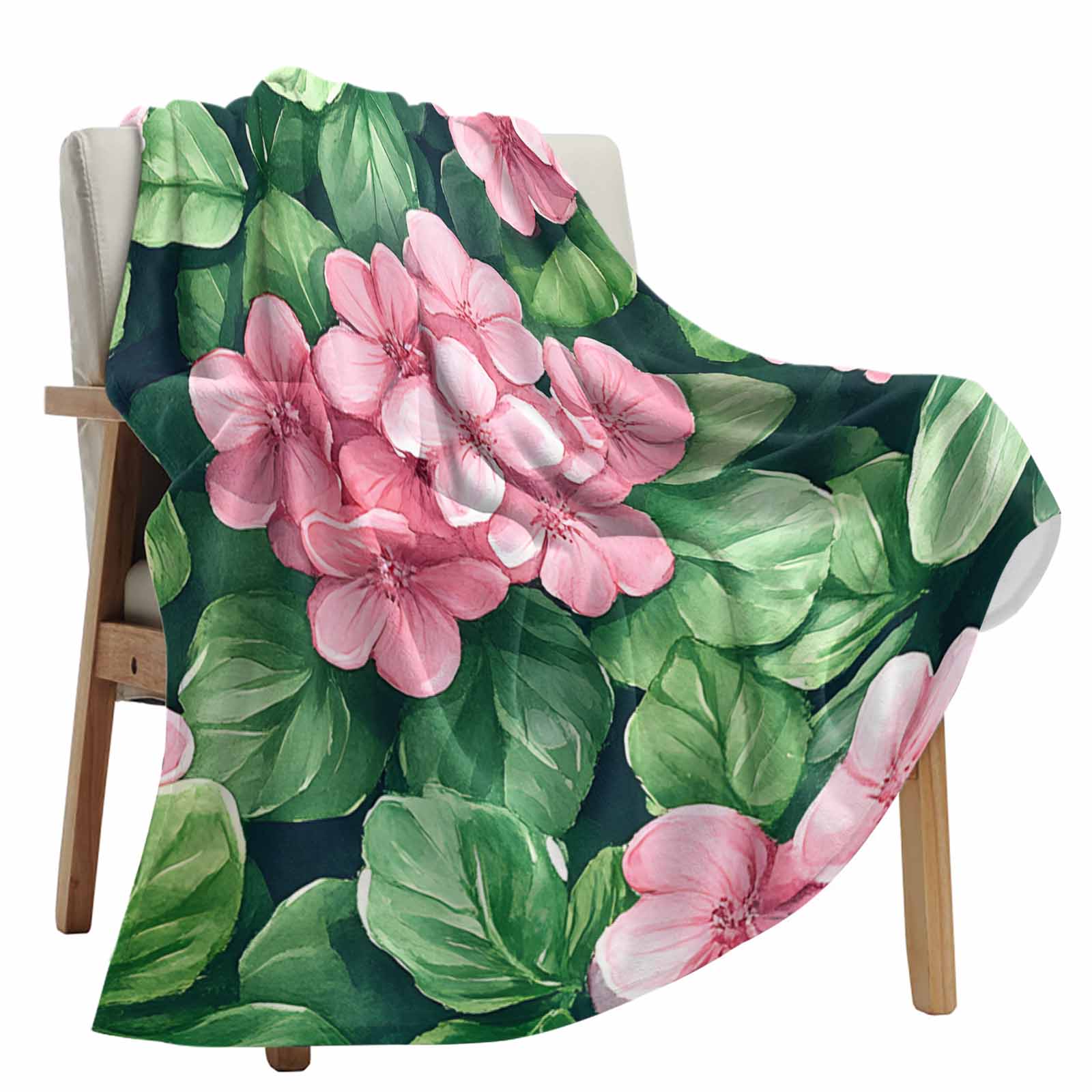 Fleece Blanket Watercolor Spring Blossom Pink Flower Blankets, Soft ...