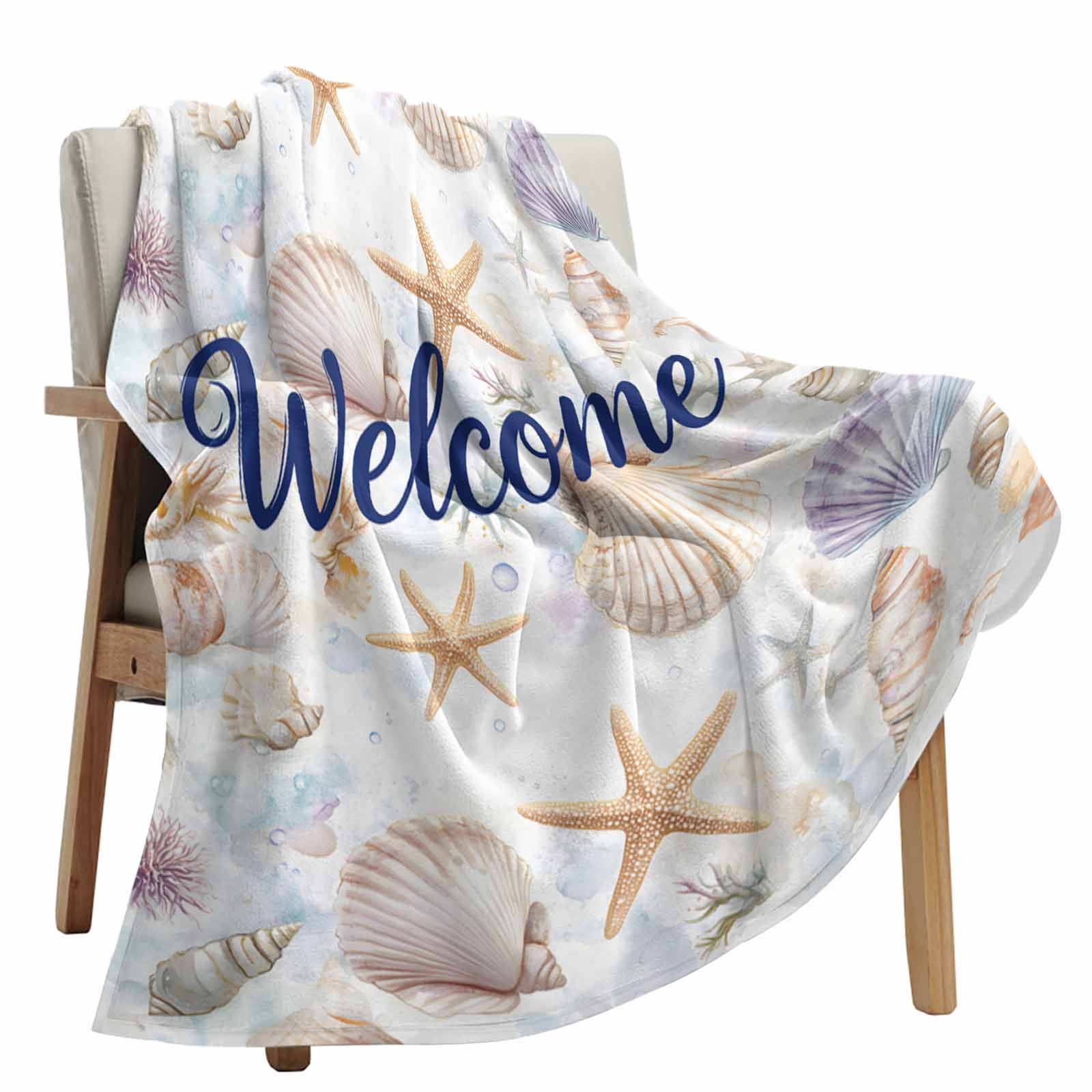 Fleece Blanket Welcome Summer Colorful Shell Blankets, Soft Cozy Warm ...