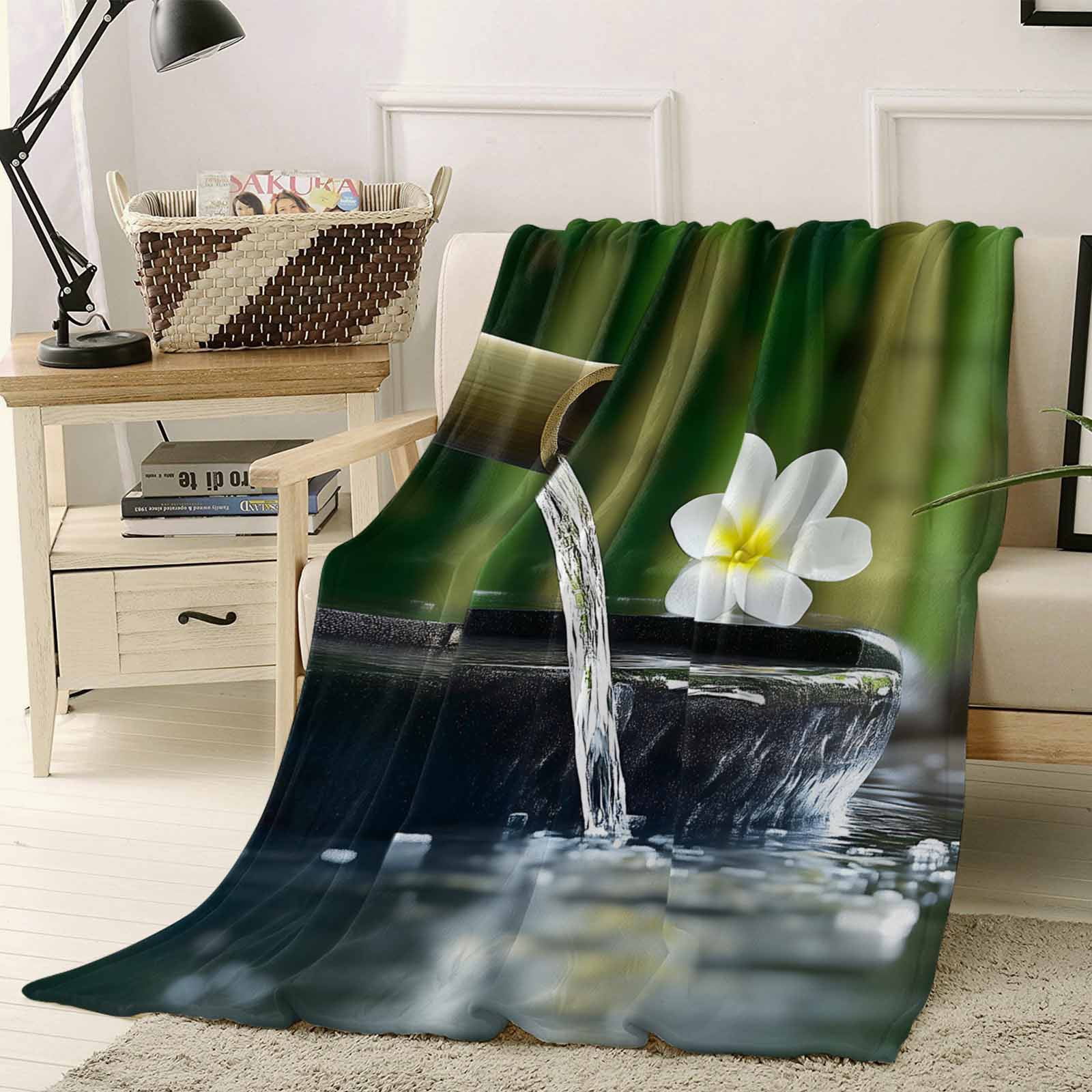 Fleece Blanket Zen Meditation Plumeria Flower Blankets, Soft Cozy Warm ...