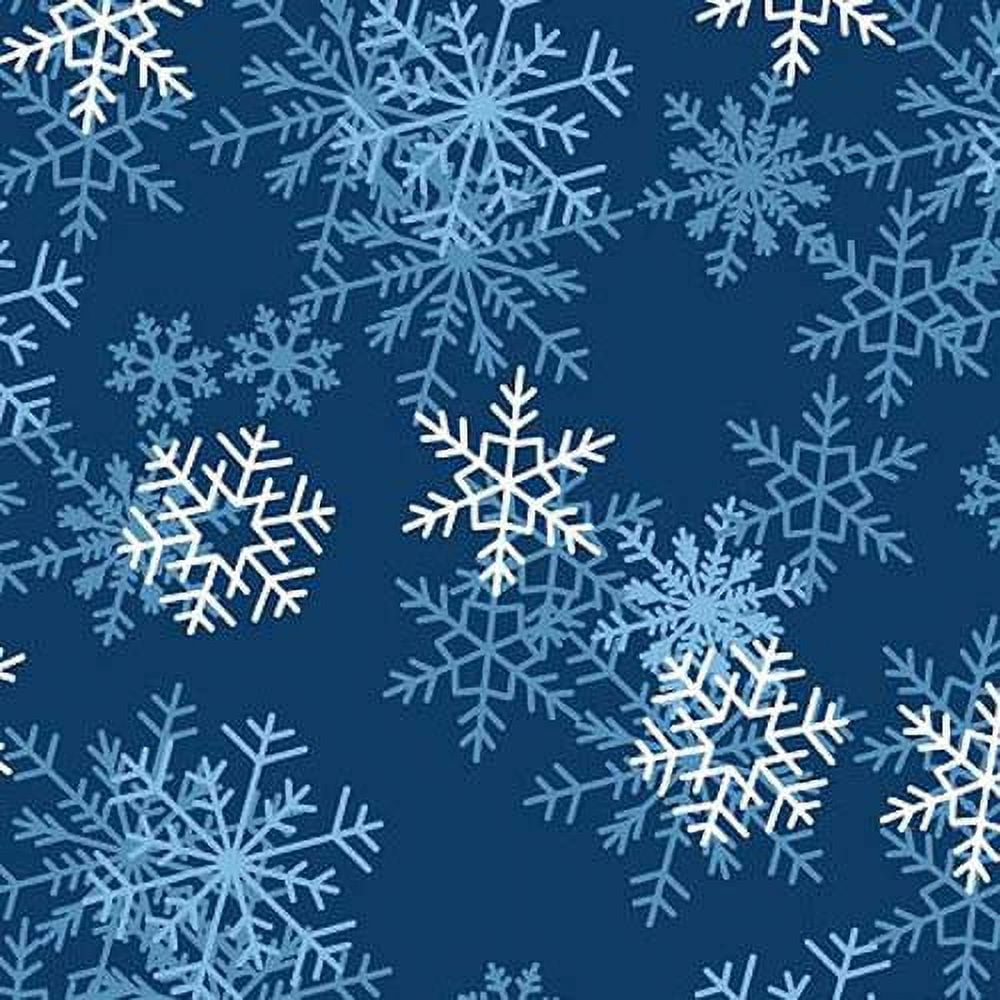 Fleece Blizzard Dark Blue - Snowflakes Fleece Fabric Print by the Yard ...