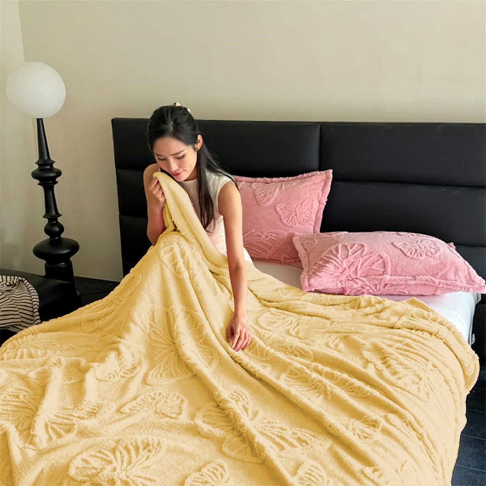 Fleece Butterfly Blanket, 3D Butterfly Jacquard Decorative Blankets ...