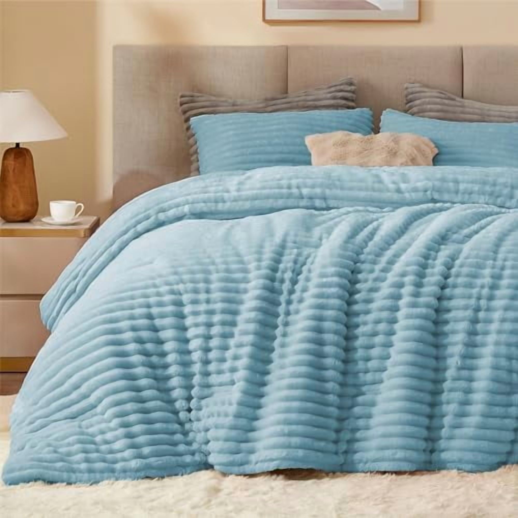 Fleece California King Comforter Set -Super Soft & Warm Fluffy Light ...