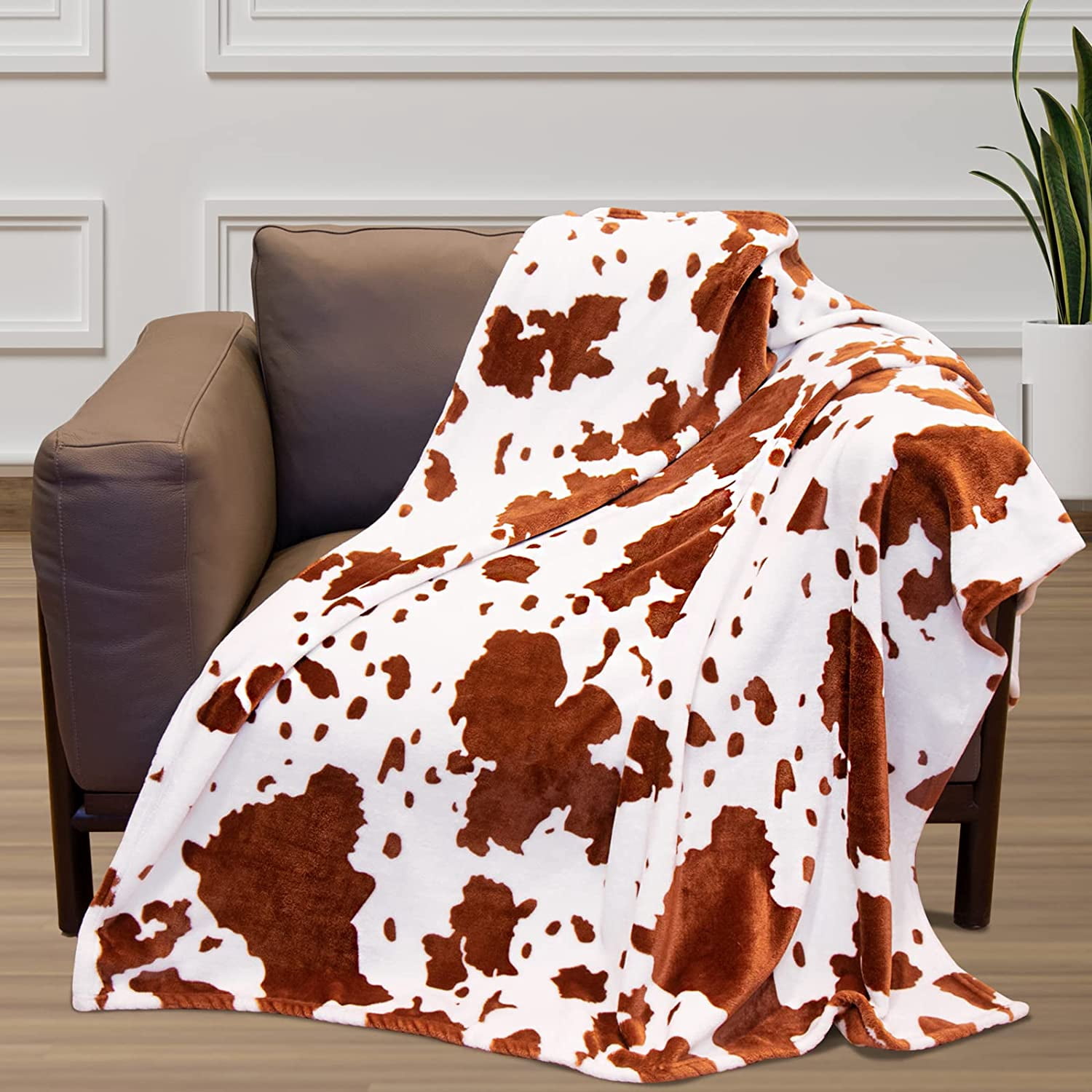 Fleece Cow Print Throw Blankets Soft Flannel Cozy Cow Blankets for ...