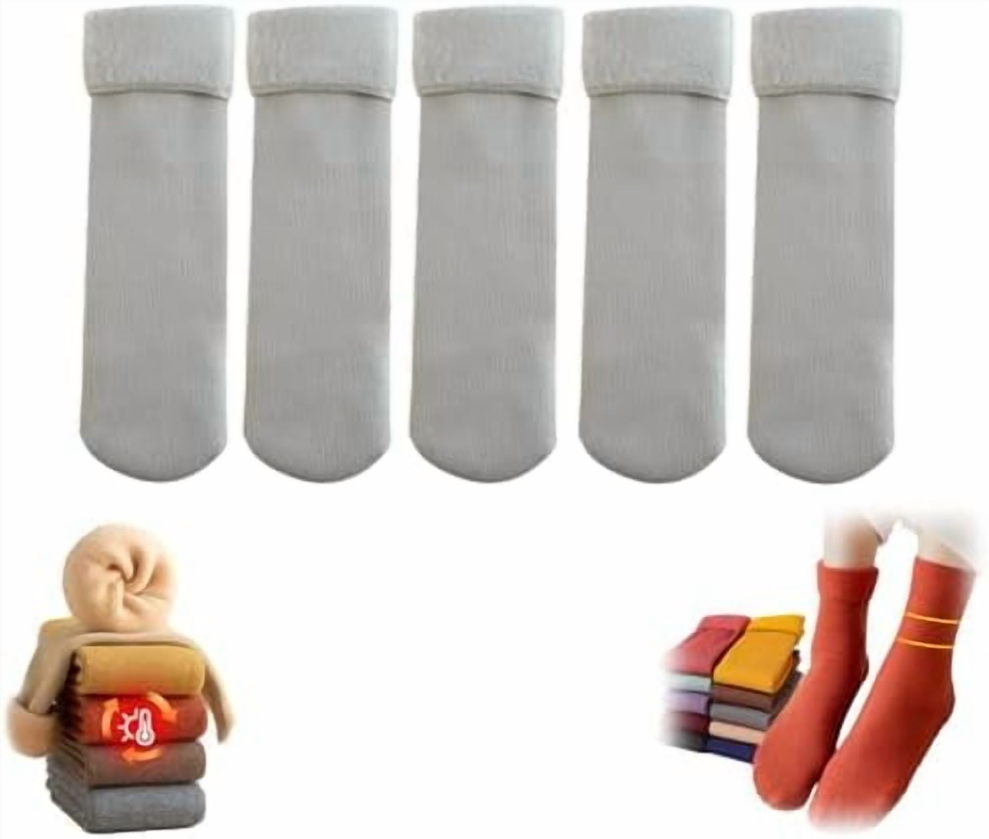 Fleece Cozy Socks for Women Seniors - Ultra Soft Velvet Slim Thermal ...