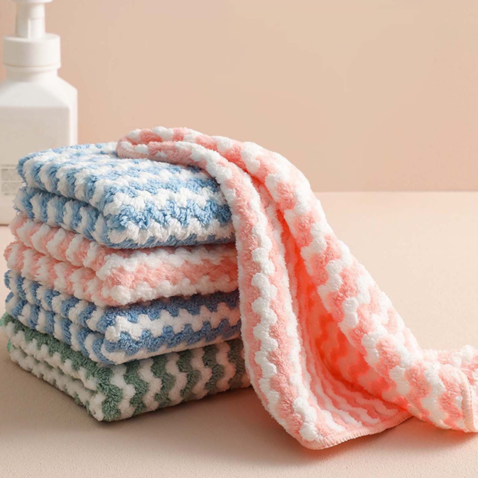 Fleece Dishcloths for Kitchen, 12-Pack Wavy Scrubber Dish Towels, Non ...