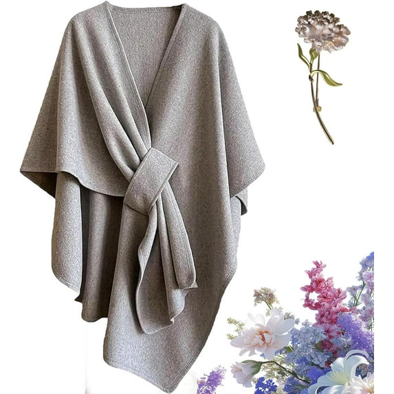 Fleece Drape Shawl Wrap, Soft Open-Front Poncho Style Sweater for ...