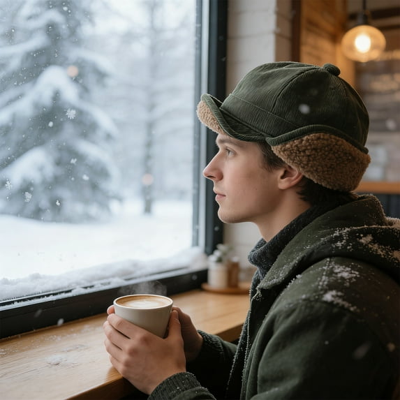 Fleece Ear Flap Hat with Tongue Cover - Winter Thermal Trapper Hat for ...