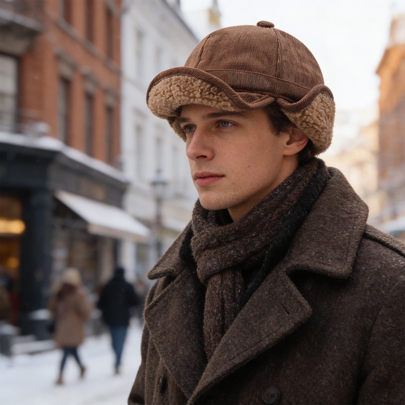 Fleece Ear Flap Hat with Tongue Cover - Winter Thermal Trapper Hat for ...