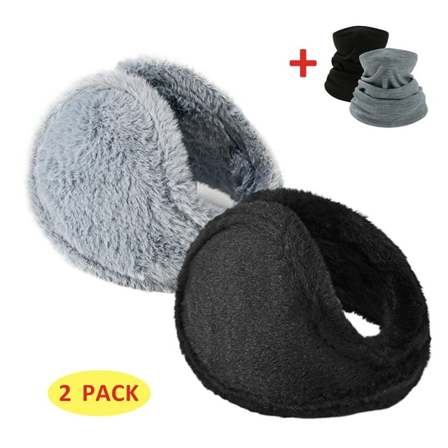 Fleece Ear Muffs 2 Pack Winter Ear Warmer Cover for Adult Cold Weather ...