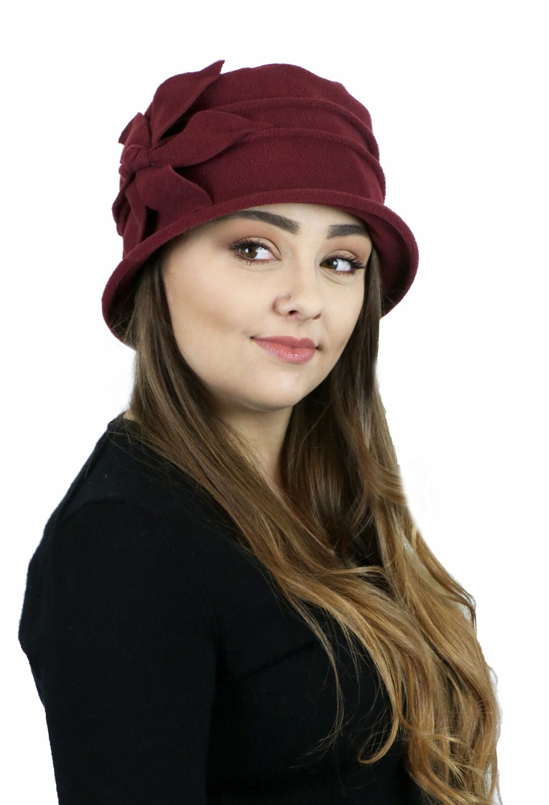 Fleece Flower Cloche Hat for Women Cancer Headwear Chemo Ladies Head ...