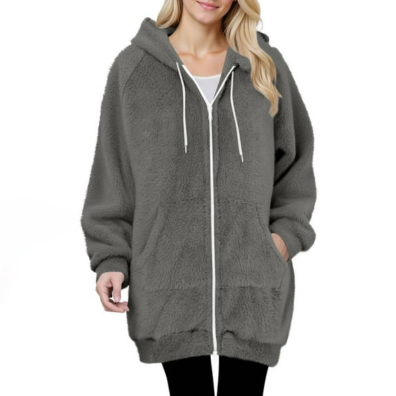 Fleece Hooded Women's Zip Up Raglan Long Sleeve Pullover Sweatshirt ...