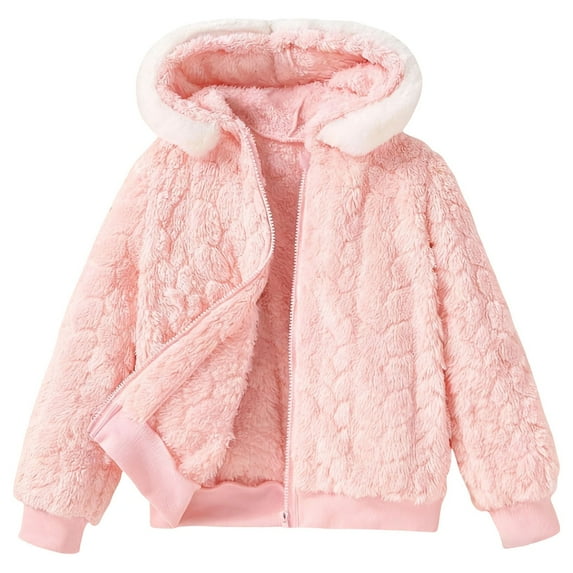 Jacket Cute for Girls Winter Hooded with Jacquard Pattern Cozy Lined ...