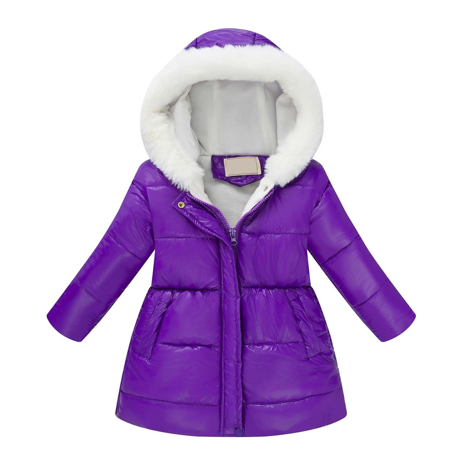 Fleece Jacket Cute for Kids Girls Winter Hooded Coat with Faux Trim ...