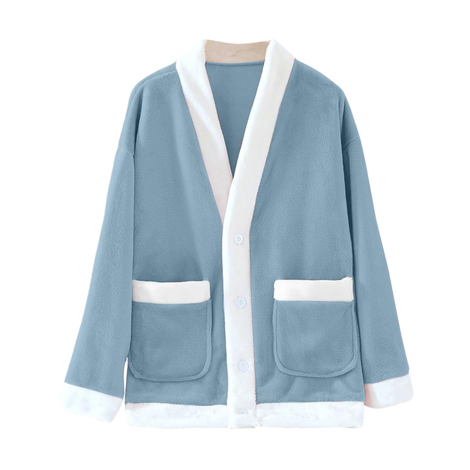 Fleece Jacket Women Cozy Warm Bed Jackets for Elderly Women Fuzzy V ...