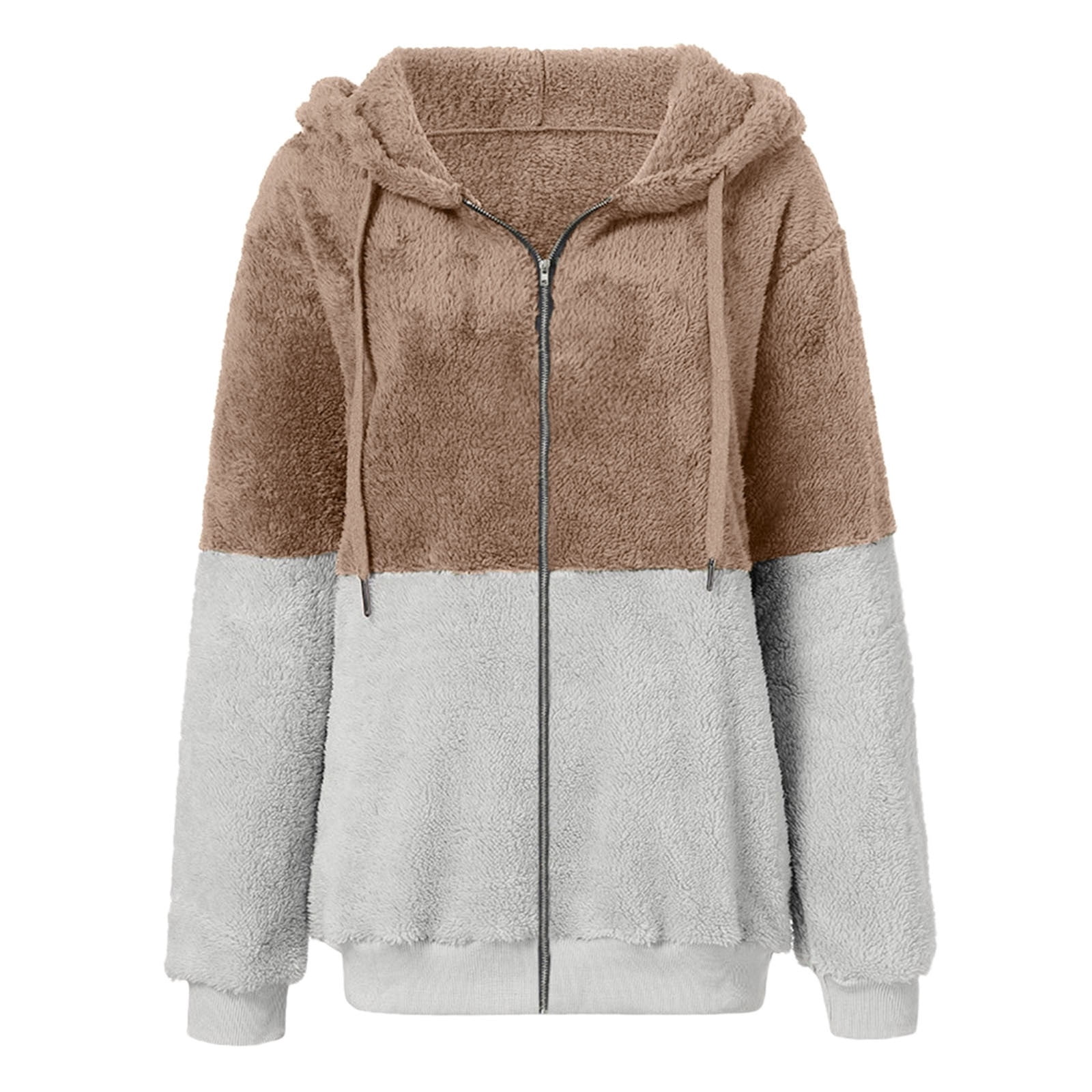 Fleece Jacket Women Long Sleeve Zip Up Hooded for Women Comfort Warm ...