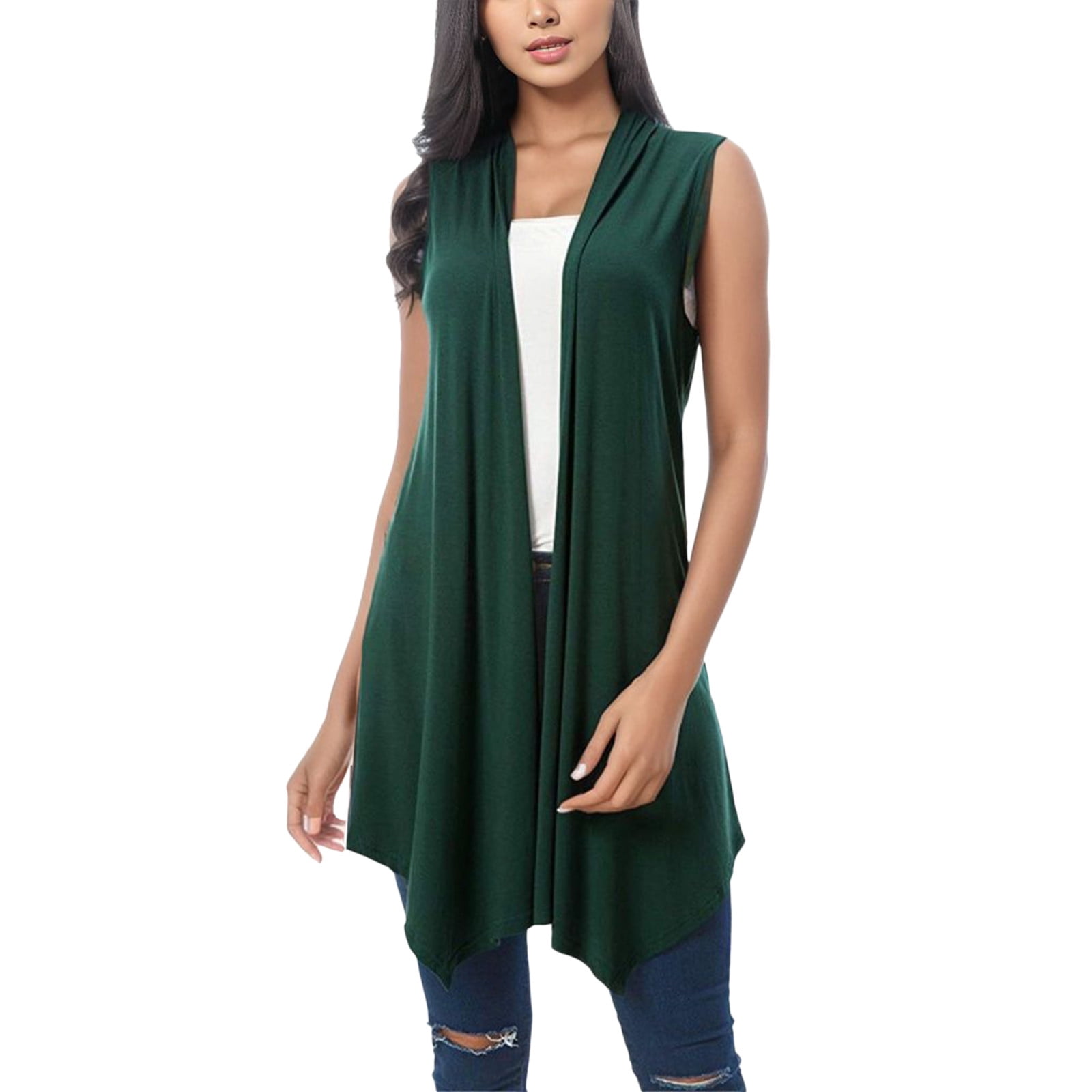 Fleece Jacket Women Women's Front Draped Cardigan Vest Hem Asymmetric ...