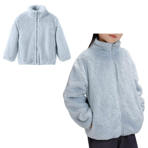 Fleece Jacket for Boys Winter Coat Zipper Lightweight Long Sleeve Thick ...