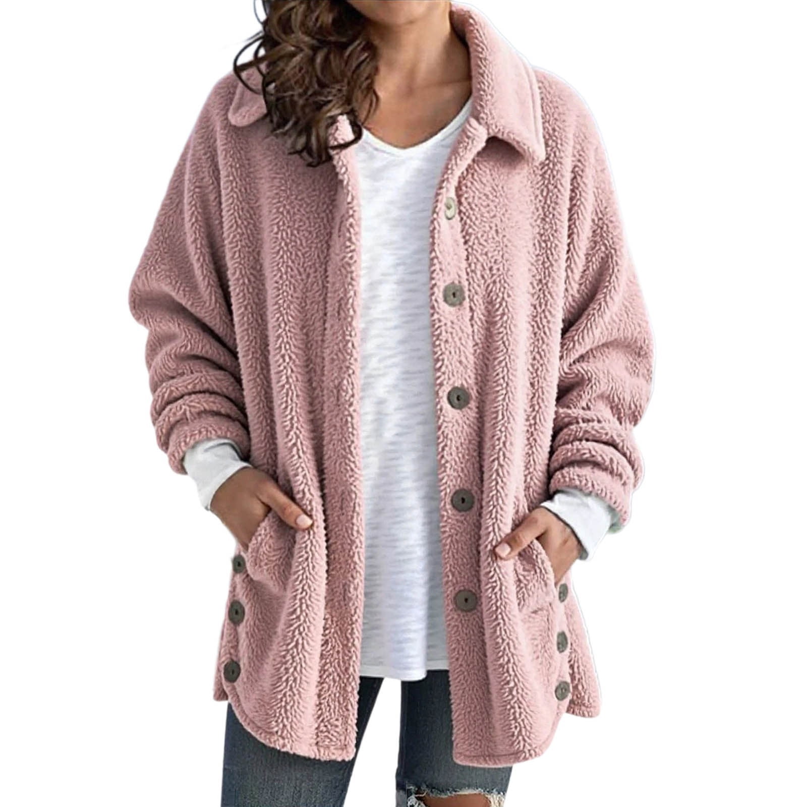 Jacket for Women Button Down Long Sleeve Comfortable Warm Jackets Women ...
