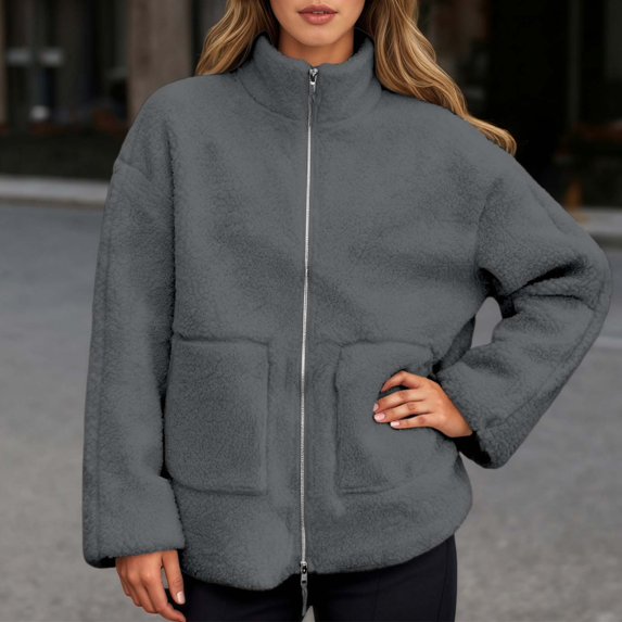 Jacket for Women Zipperr Long Sleeve Fuzzy Warm Jacket Womens Fall ...