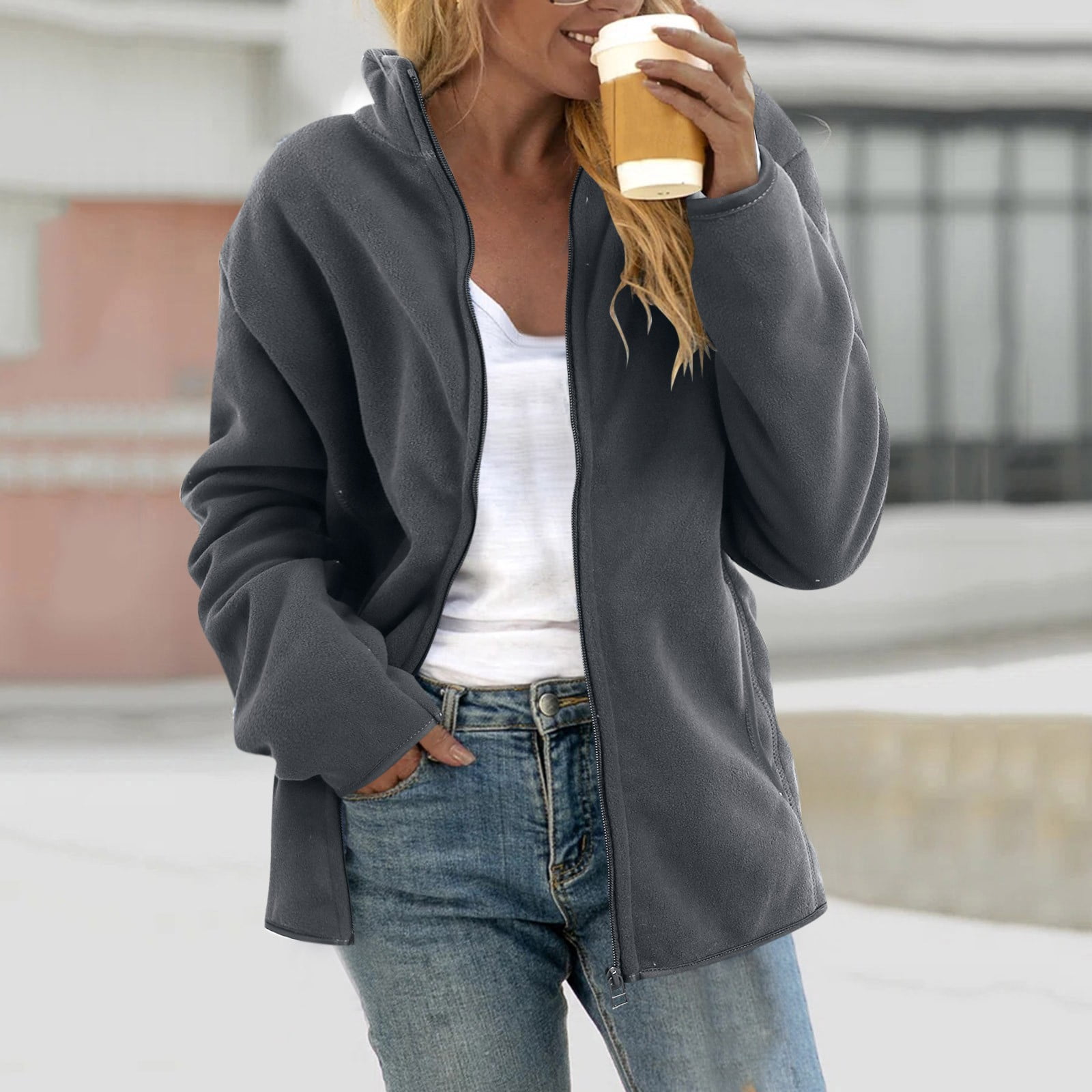 Jackets for Women Zipperr Long Sleeve Comfort Warm Jacket Women's Fall ...