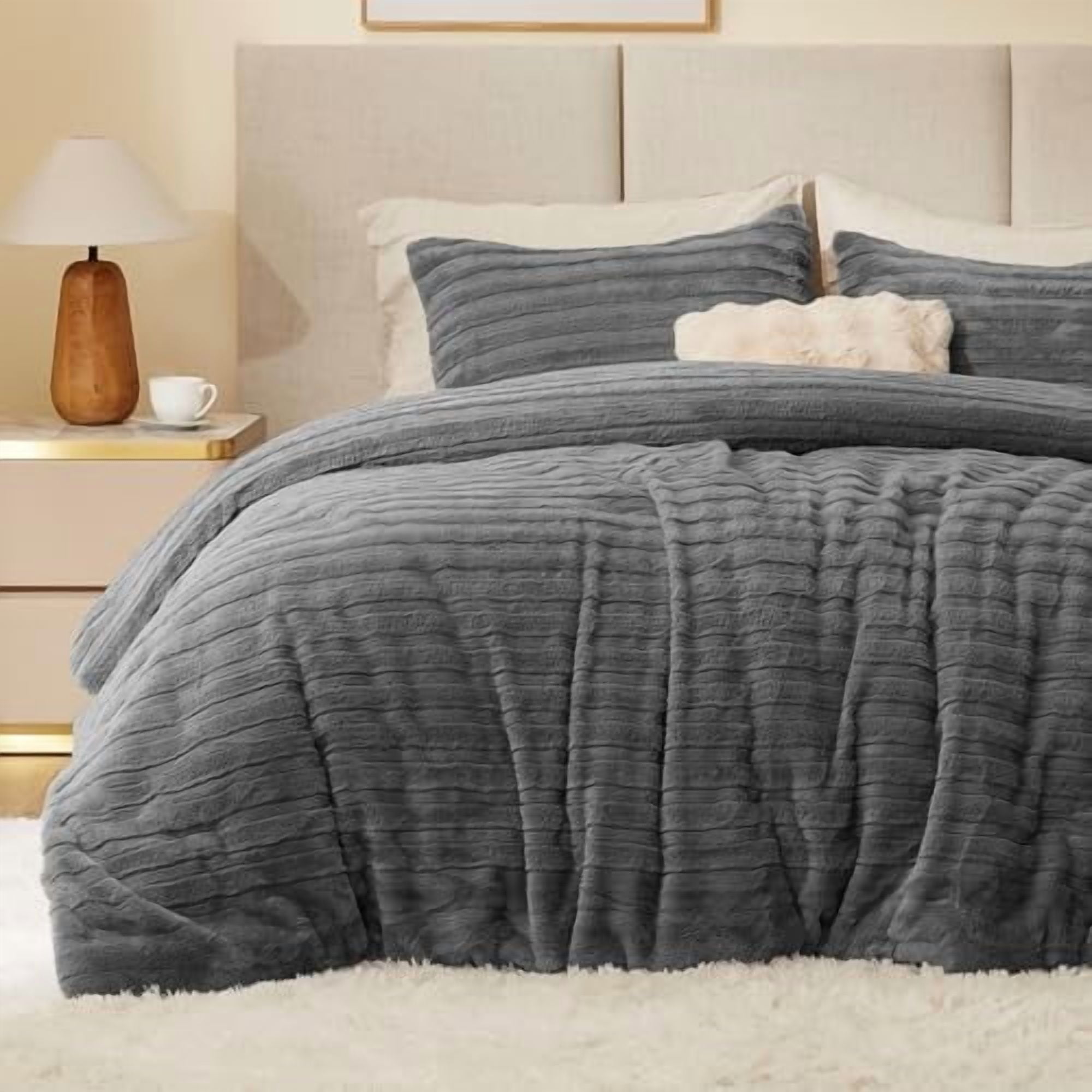 Fleece King Comforter Set -Super Soft & Warm Fluffy Rust Orange Bedding ...