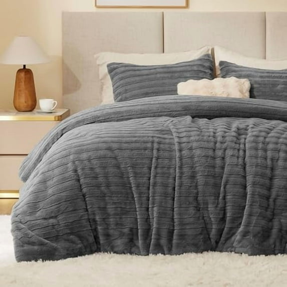 Fleece King Comforter Set -Super Soft & Warm Fluffy Rust Orange Bedding ...
