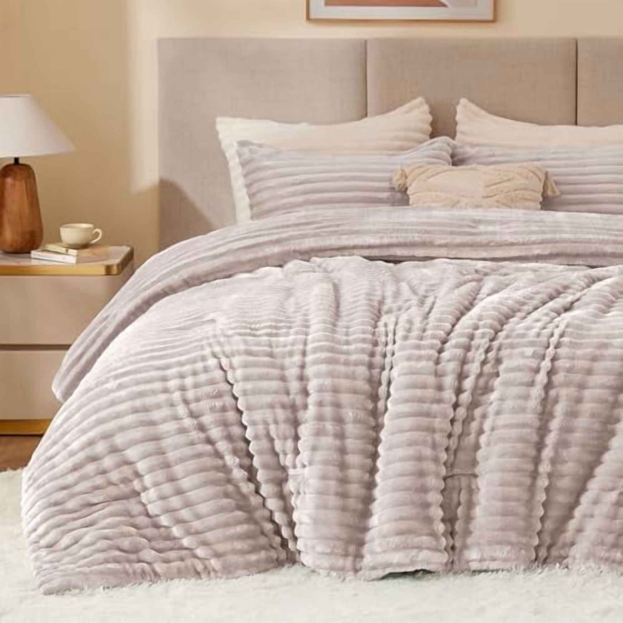 Fleece King Comforter Set -Super Soft & Warm Fluffy Rust Orange Bedding ...