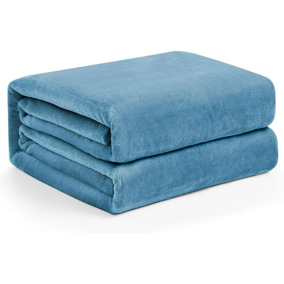 Fleece King Size Blanket for Bed Washed Blue, Super Soft Flannel Fuzzy ...