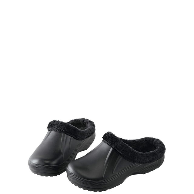 Womens Fleece Lined Clogs for Indoor and Outdoor Use, Black, Size 8 ...