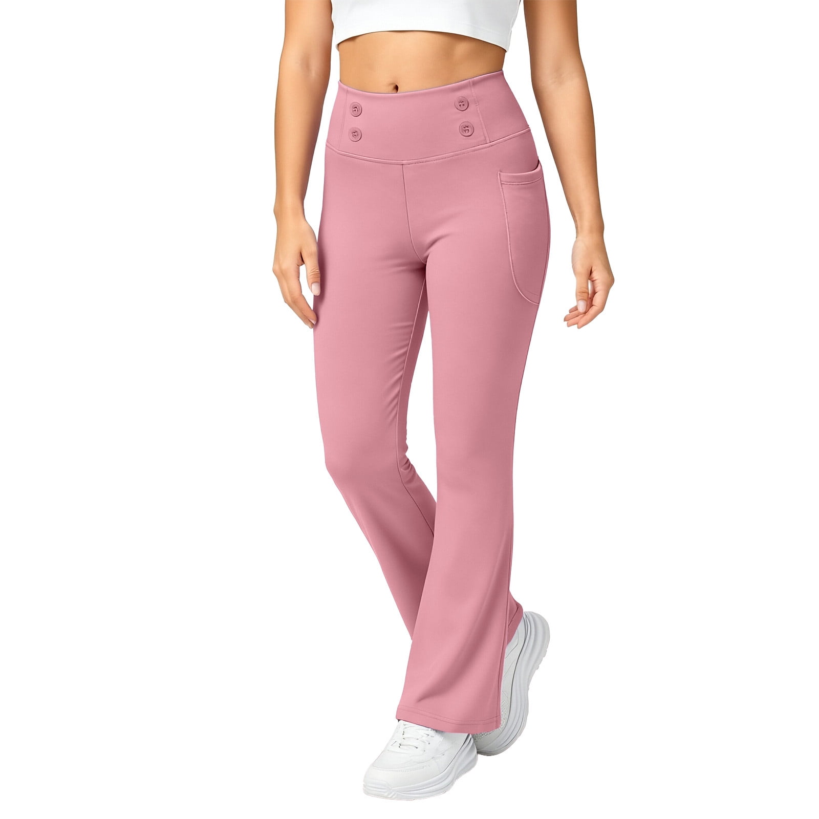 Fleece Lined Flared Leggings Girls High Waist Winter Warm Legging Pants ...