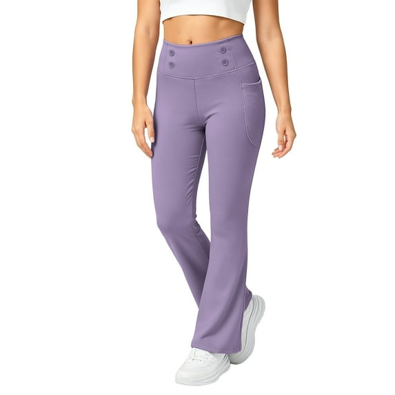 Fleece Lined Flared Leggings Girls High Waist Winter Warm Legging Pants ...