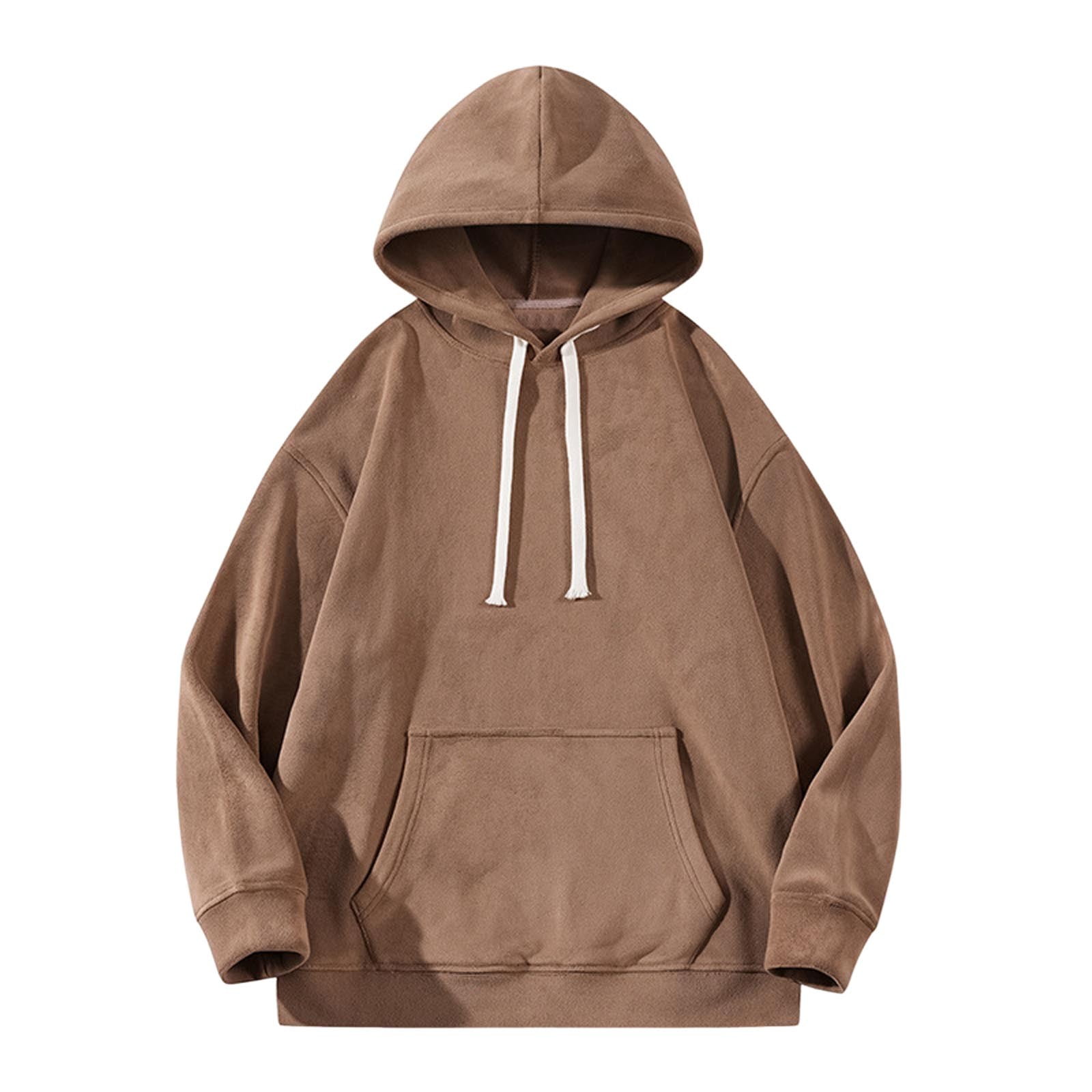 Fleece Lined Hoodie Mens Sweatshirts Solid Color Drawstring Hoodies ...