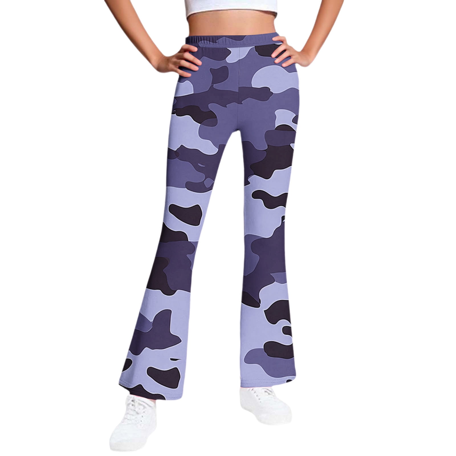 Fleece Lined Leggings Girls 14-16 Winter Warm Camo Flared Pants High ...