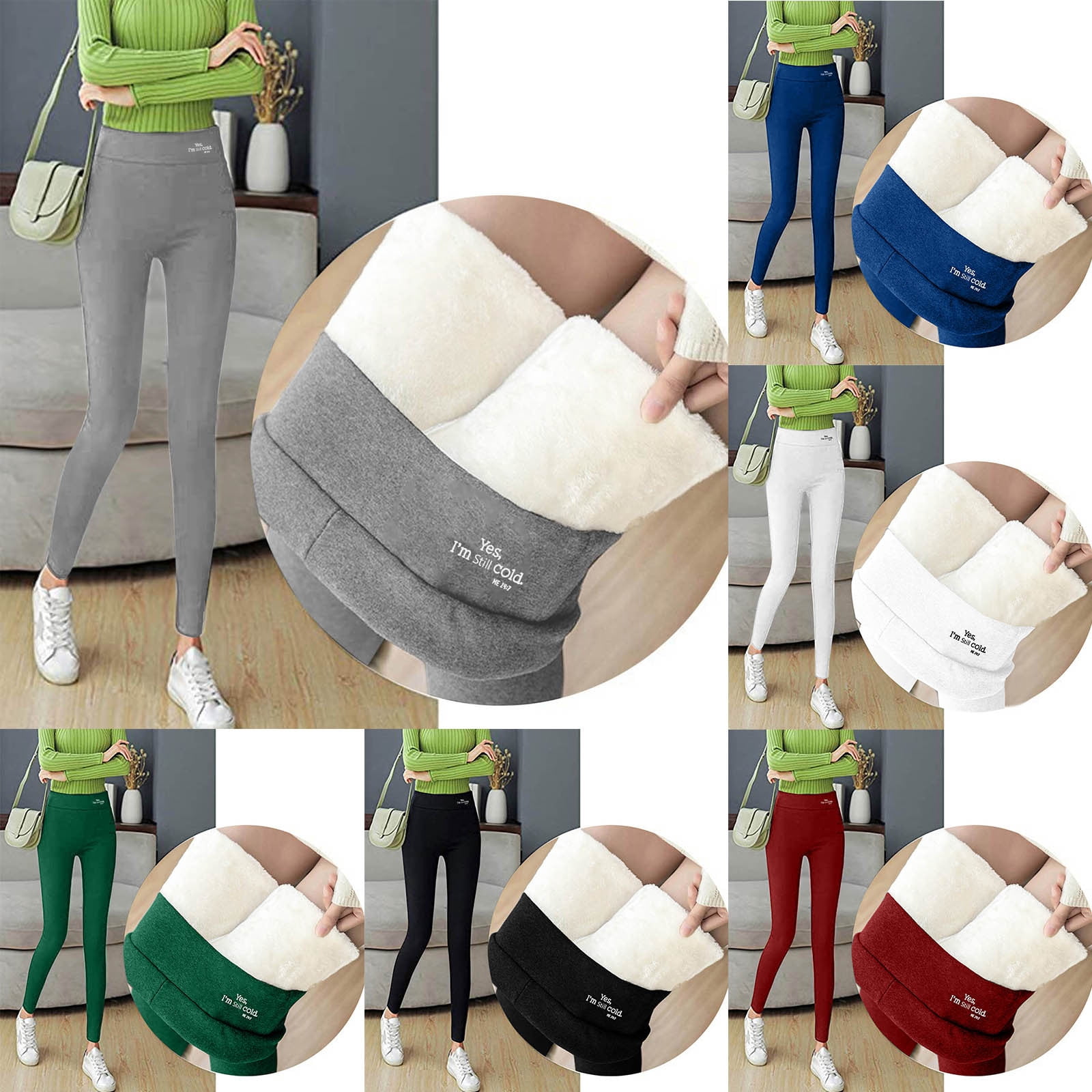 Fleece Lined Leggings High Waist Tummy Control Thermal Winter Pants ...