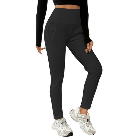 Fleece Lined Leggings - Thermal Casual Lounge Workout Womens Yoga High Waisted Pants Winter Warm ...