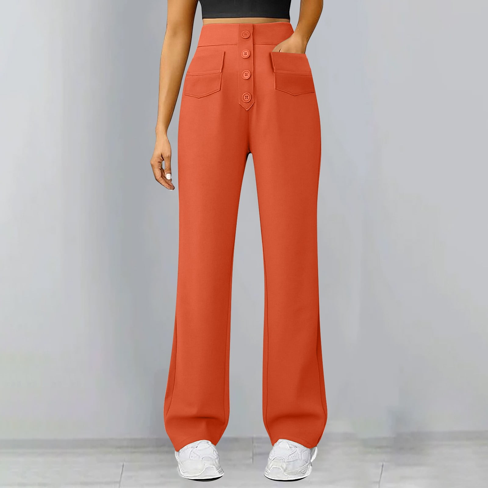 Fleece Lined Pants Women High Waist Stretch Cargo Pants Baggy Multiple ...