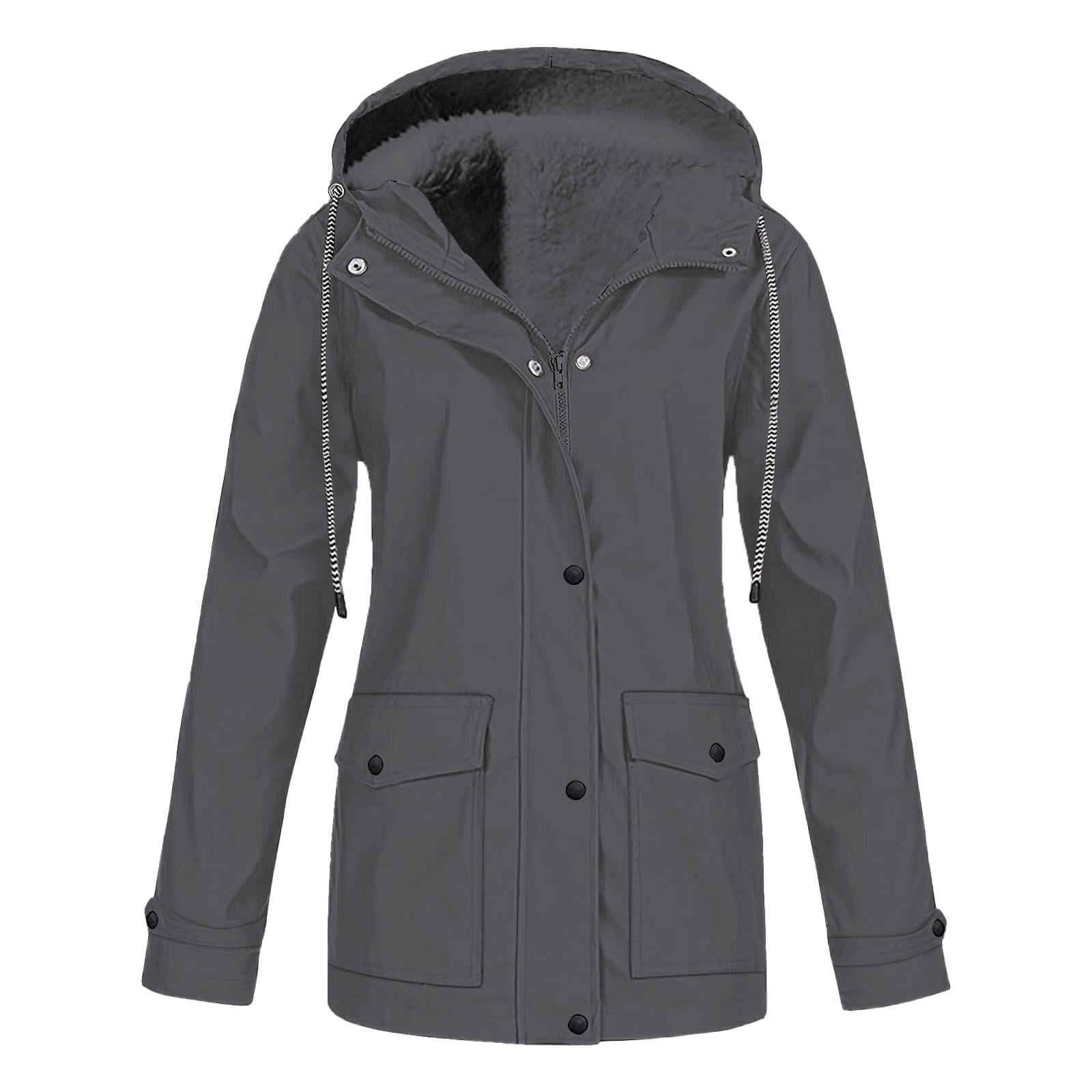 Fleece-Lined Rain Jacket, Waterproof Hiking Shell, Winter Outdoor Coat ...