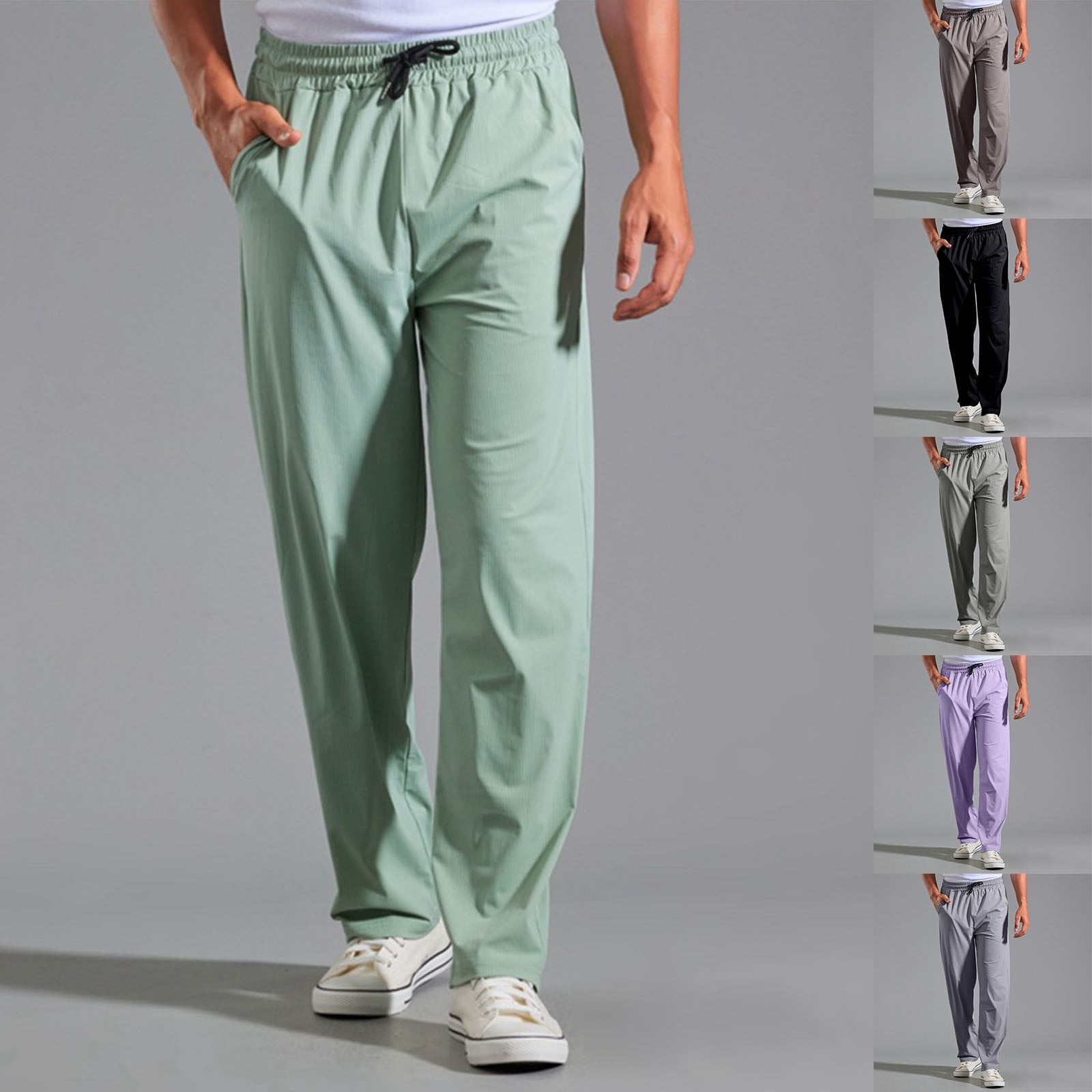 Fleece Lined Winter Pants For Men Drawstring Athletic Joggers With ...