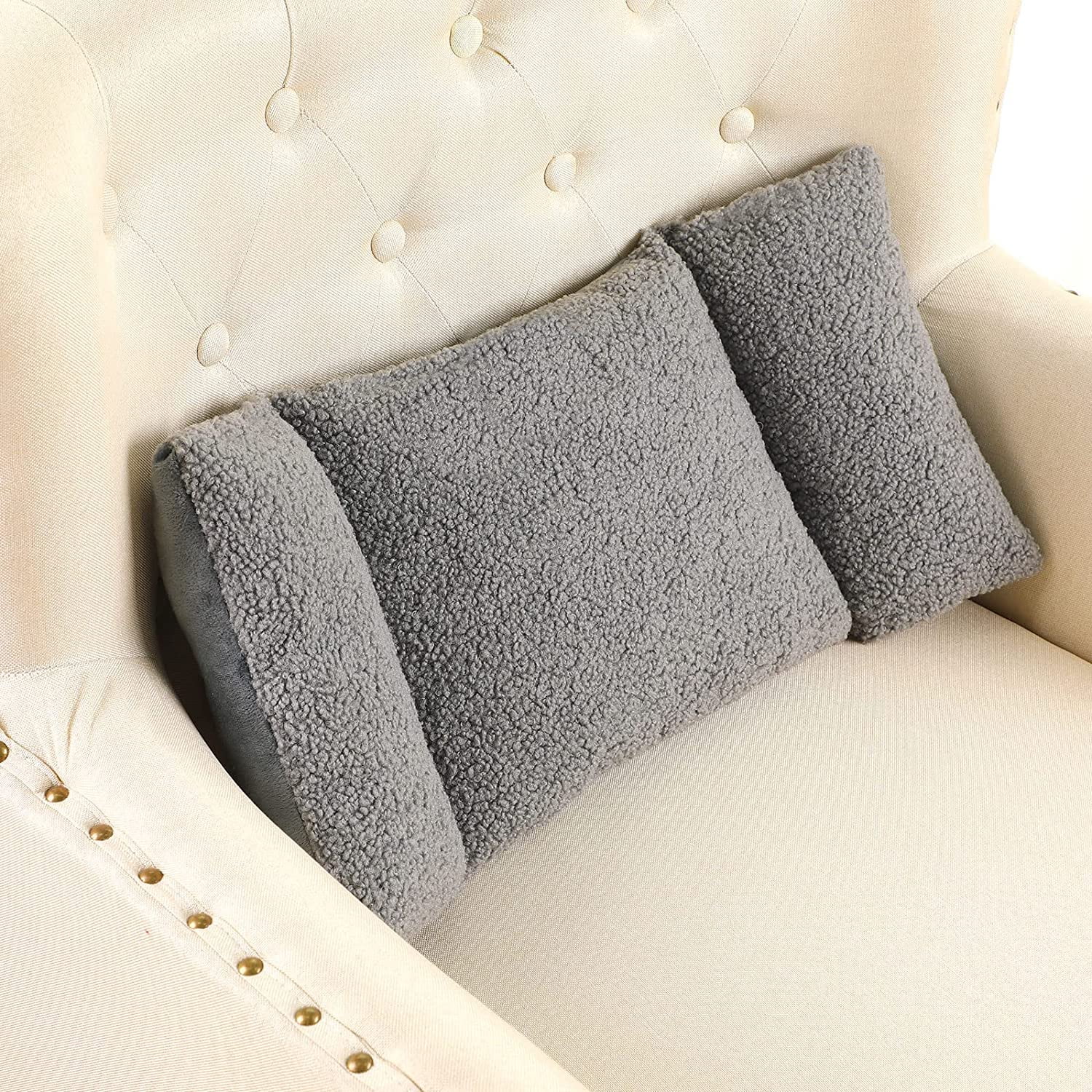 Fleece Lumbar Support Pillow 3 Section Back Office Chair for ...