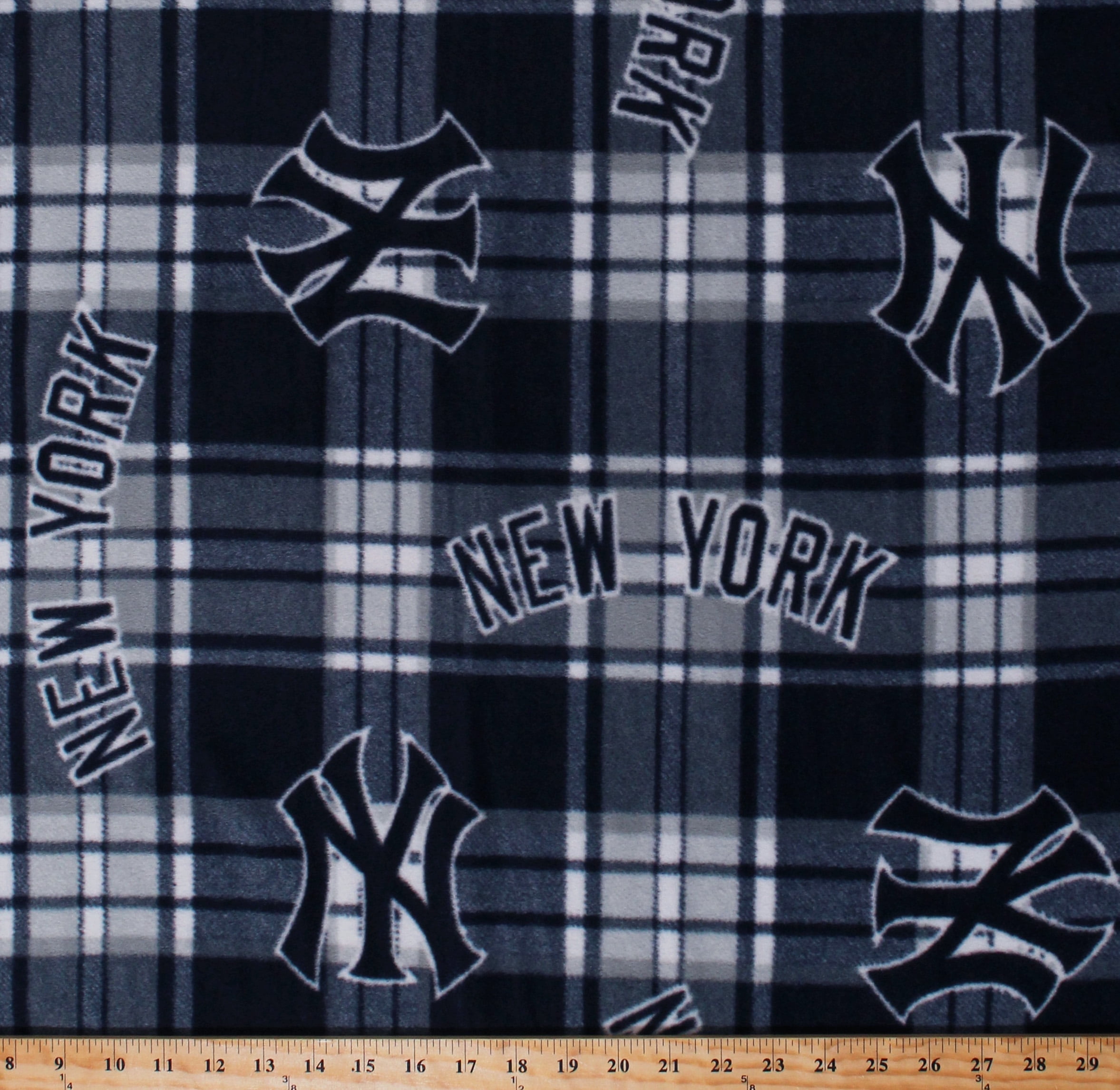 Fleece New York Yankees MLB Baseball Plaid Fleece Fabric Print by the ...