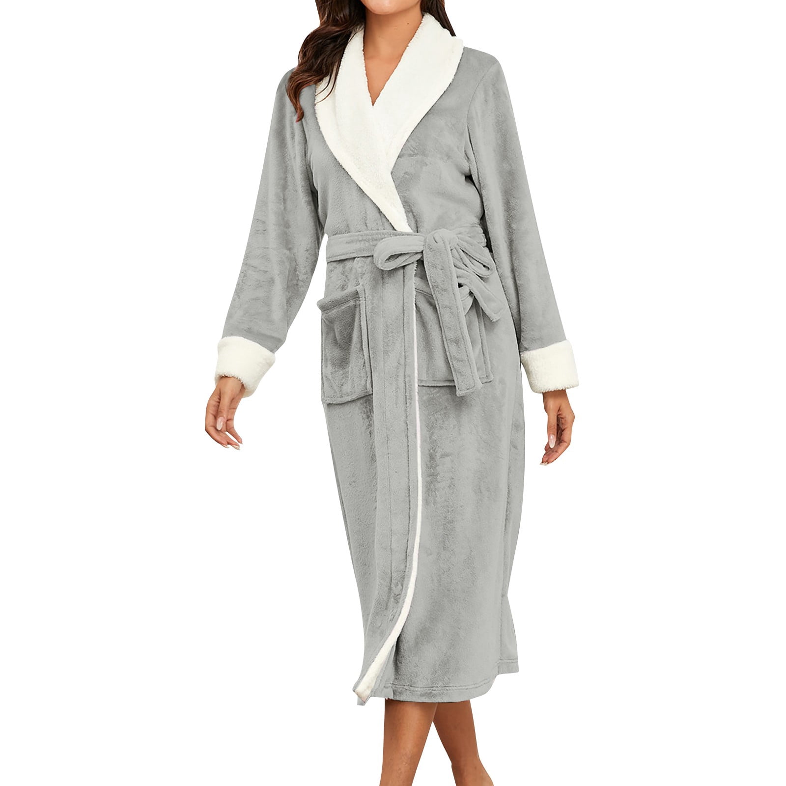 Nightgown Long Sleeve Fuzzy Dress for Women Warm Robes Womens Robes ...